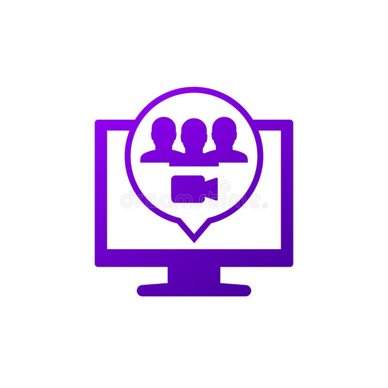 Video Conference Icon on White Stock Vector - Illustration of icon ...