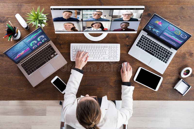 Video Conference Interview Meeting Stock Photo - Image of meet, remote ...