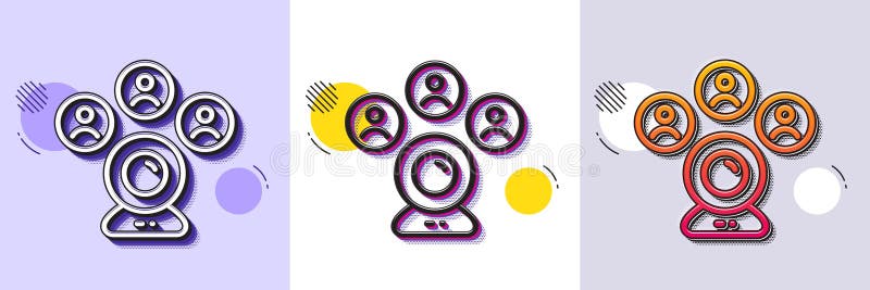 Video Conference Line Icon. Online Meeting Sign. Halftone Dotted ...