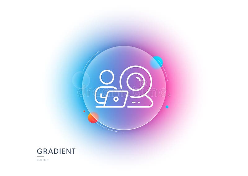 Video Conference Line Icon. Online Training Sign. Gradient Blur Button. Vector Stock Vector ...