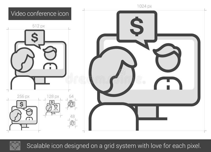 Video Conference Line Icon. Stock Vector - Illustration of graphic ...