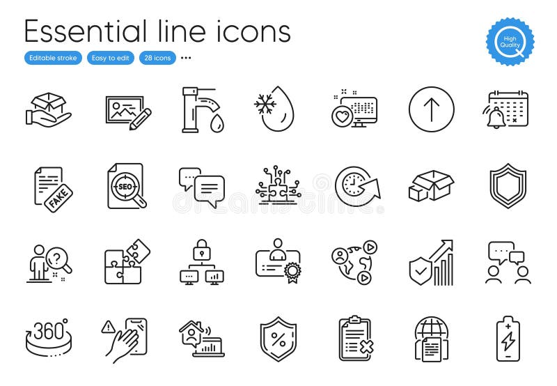 Video Conference, Lock and Work Home Line Icons. for Website, Printing and Application. Vector ...