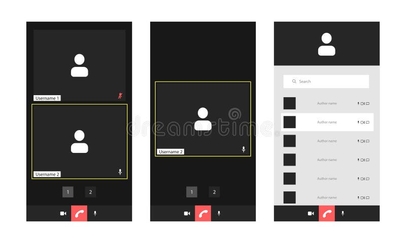 Video Conference Mobile User Interface with Chat, Video Conference ...