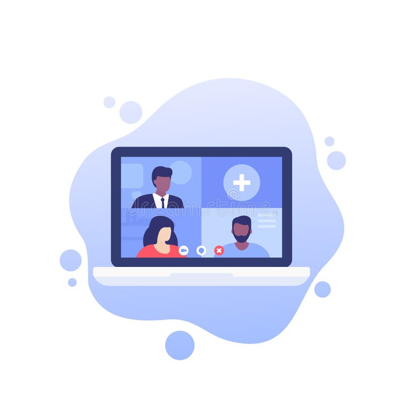 Video Conference, Online Meeting, Group Video Call Stock Vector ...