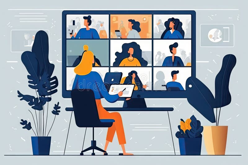 Video Conference, Online Meeting or Work from Home Concept Stock ...