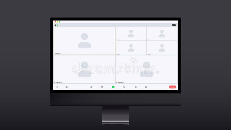 Video Conference Screen Mockup. People Silhouettes. Online Conversation ...
