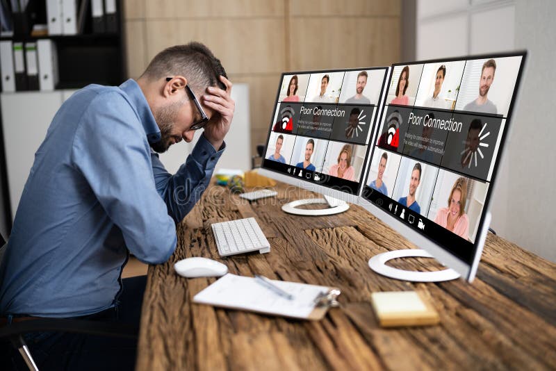 Video Conference Slow Internet Connection Stock Image - Image of ...
