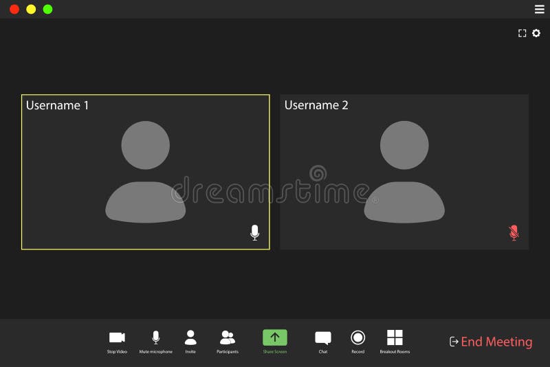 Video Conference User Interface. Video Call Screen Interface Template ...