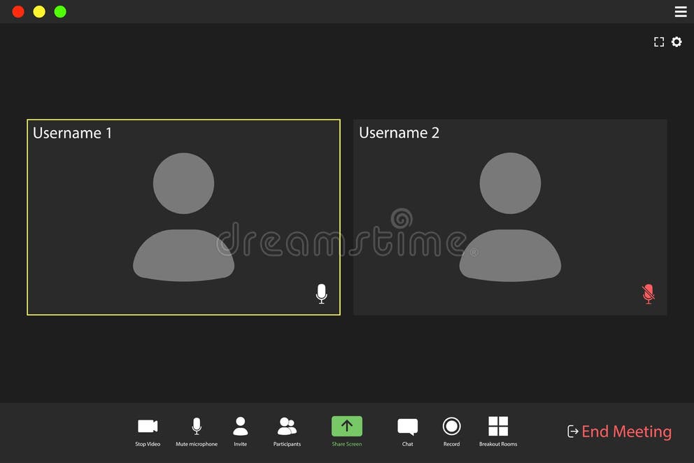 Video Conference User Interface. Video Call Screen Interface Template ...
