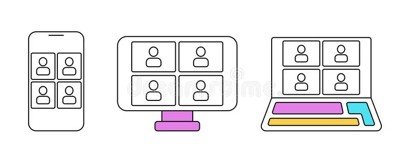 Video Conference User Interface, Video Meeting Call Window Overlay ...