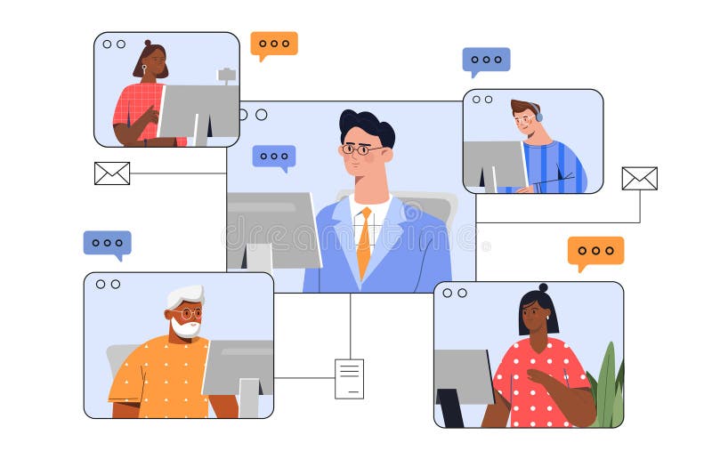 Video Conference Vector Concept Stock Vector - Illustration of display ...