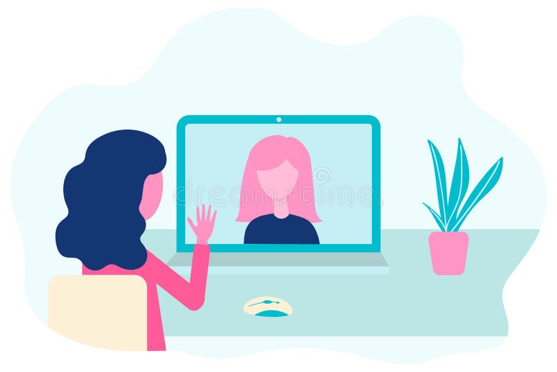 Video Conference. People Group on Computer Screen Talking, Virtual ...