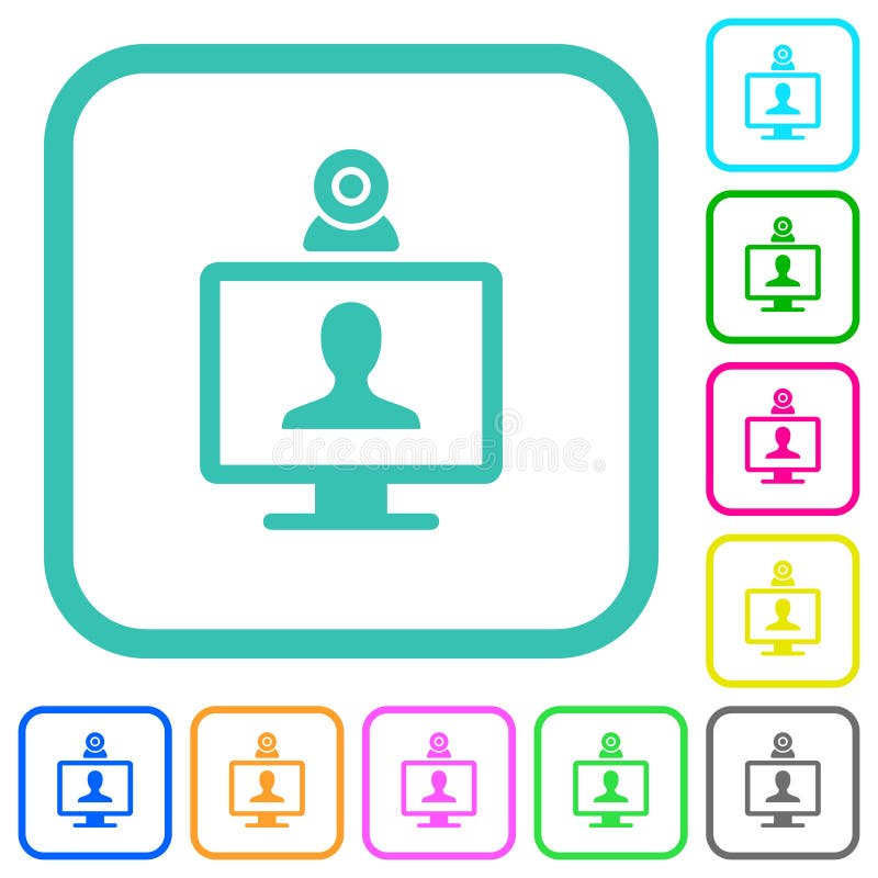 Video Conference Vivid Colored Flat Icons Stock Vector - Illustration ...
