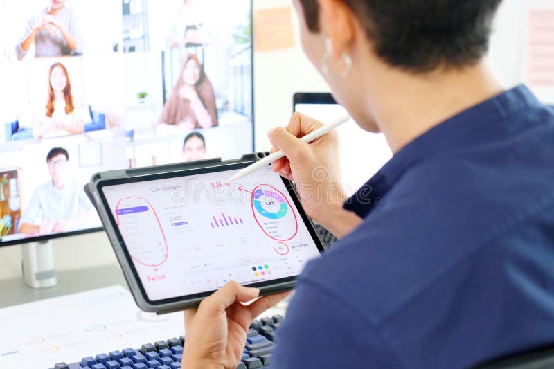 Video Conference, Work from Home, Young Man Making Video Call with ...