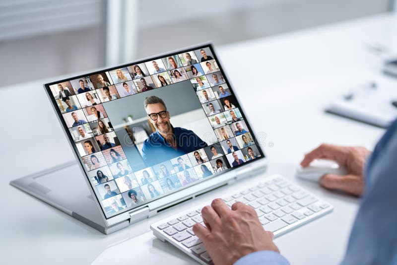 Video Conference Work Webinar Online Stock Image - Image of managing ...