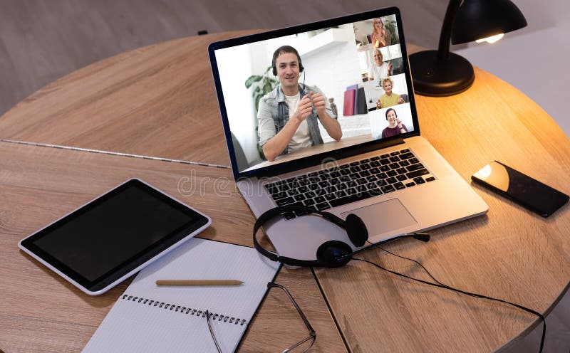 Video Conference Work Webinar Online at Home Editorial Stock Photo ...