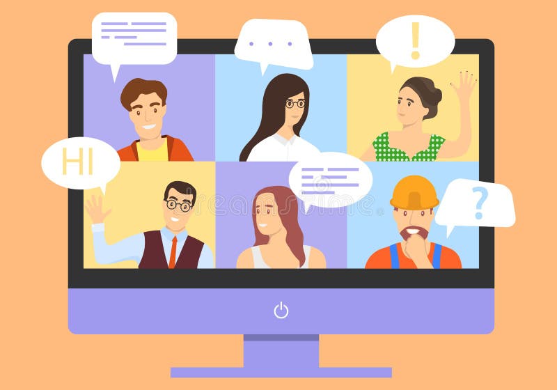 Video Conferencing, Chat, Work from Home, Remote Work. Vector ...