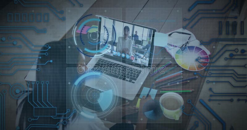 Video Conferencing on Laptop, Person with Coffee and Technology ...