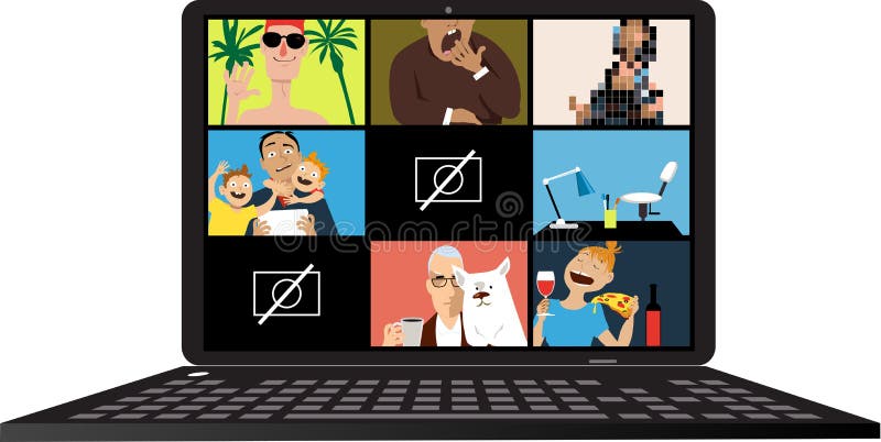 Video Conferencing Problems Stock Vector - Illustration of show, home ...