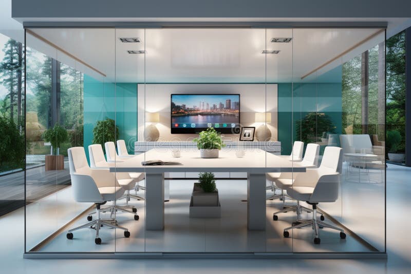 Video Conferencing Room stock illustration. Illustration of empty ...