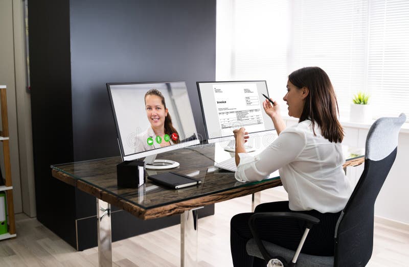 Video Conferencing Webinar Meeting. Watching Online Stock Image - Image ...