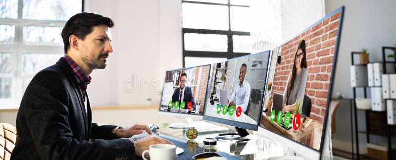 Video Conferencing Webinar Training Business Call Stock Image - Image ...