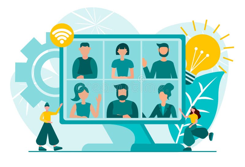 Video Confernce. Training Courses, Group Chat Stock Vector ...