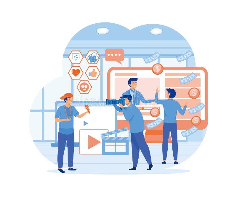 Video Content Creator Team Working and Make Money with Internet Online ...