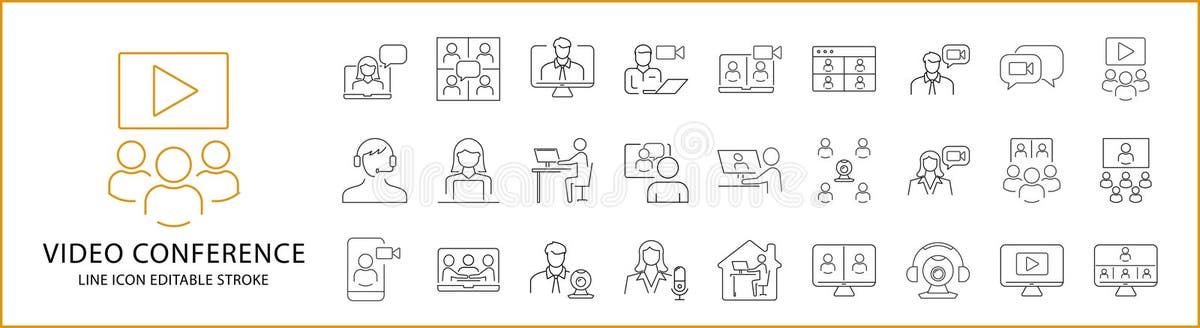 Video Conference Line Drawing Stock Illustrations – 609 Video ...