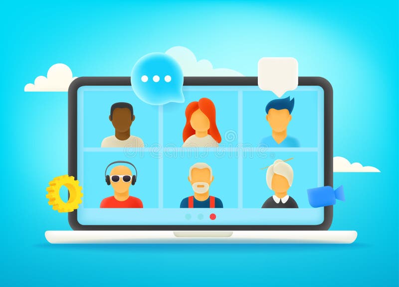 Video Conversation Via Internet. Dialog Stock Vector - Illustration of ...