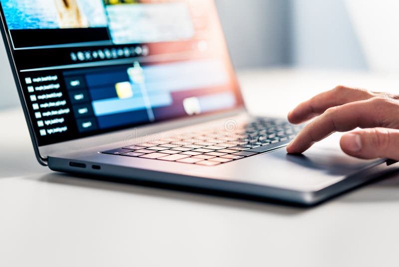 Video Editing with Laptop. Professional Editor. Stock Photo - Image of ...