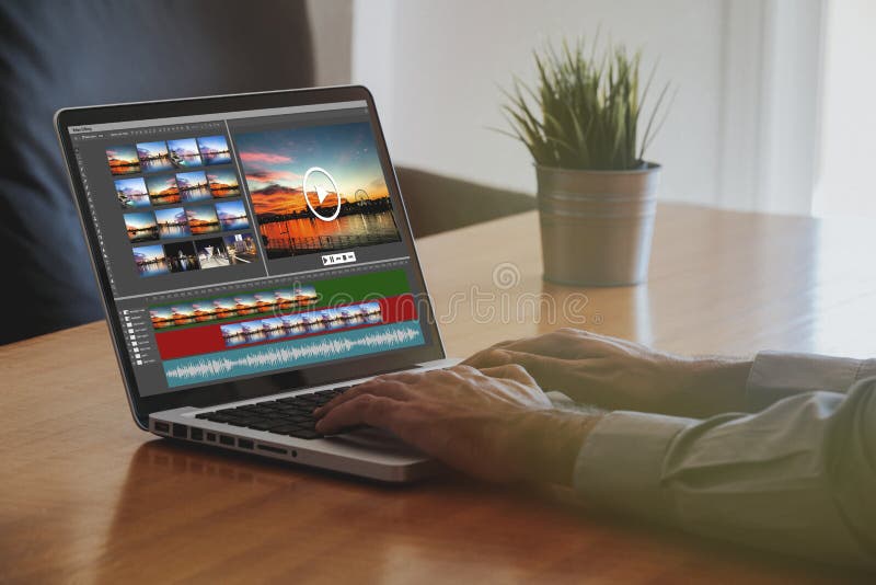 Video Editing Project in a Laptop Screen. Stock Image - Image of ...