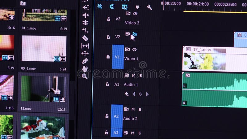Video Editing Timeline - Editor Going through Clips and Frames Stock ...