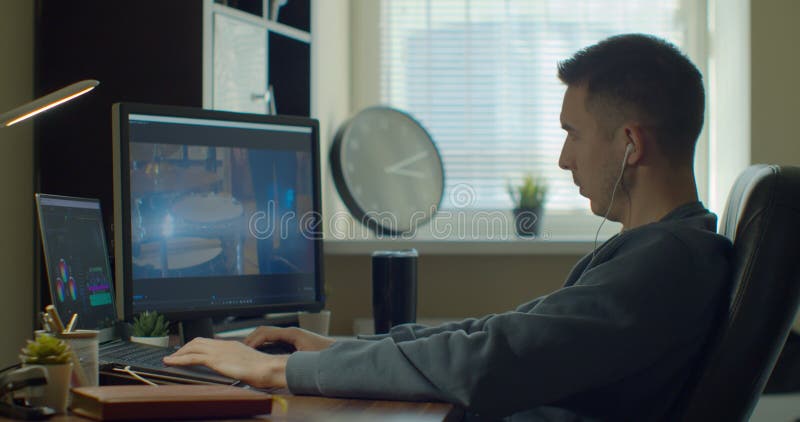 Video Editing on a Computer with Two Monitors. Monitor the Computer and ...