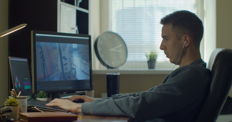 Video Editing on a Computer with Two Monitors. Monitor the Computer and ...