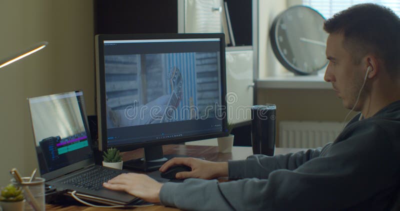 Video Editing on a Computer with Two Monitors. Monitor the Computer and ...