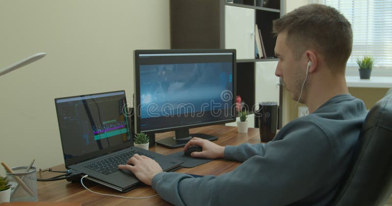 Video Editing on a Computer with Two Monitors. Monitor the Computer and ...