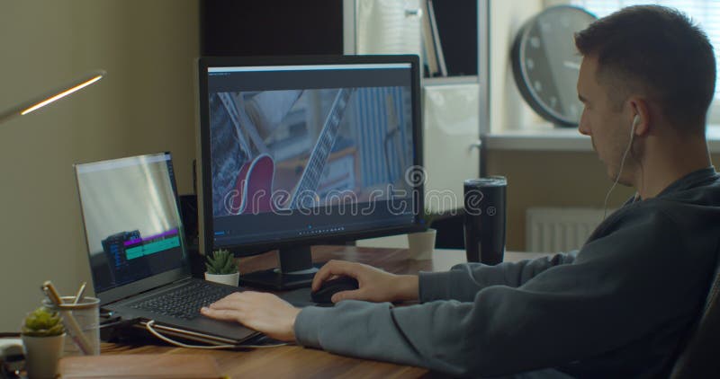 Video Editing on a Computer with Two Monitors. Monitor the Computer and ...