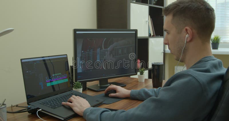 Video Editing on a Computer with Two Monitors. Monitor the Computer and ...