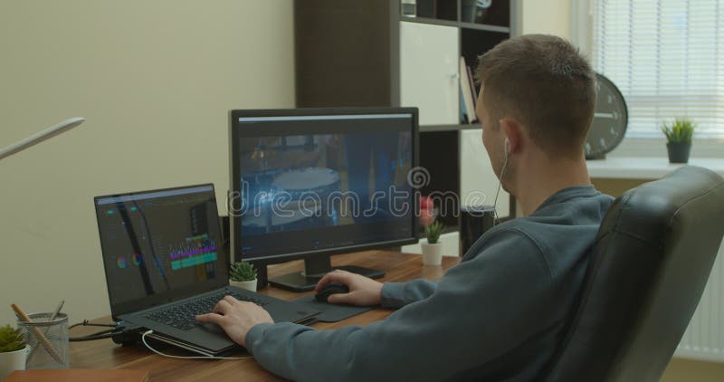Video Editing on a Computer with Two Monitors. Monitor the Computer and ...