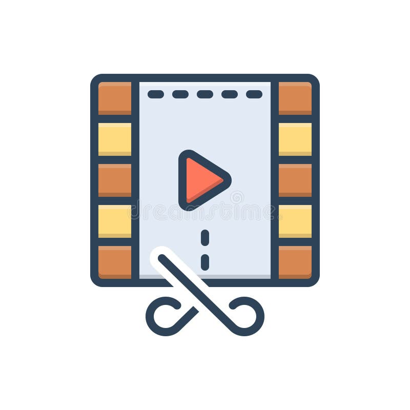 Color Illustration Icon for Video Editing, Video and Scissors Stock ...