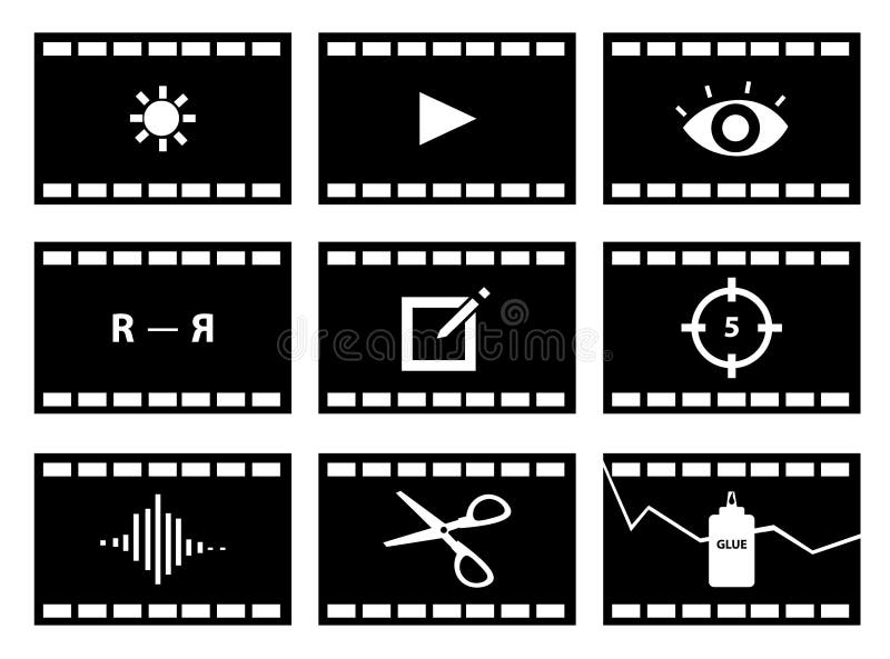 Video editing Icons stock vector. Illustration of button - 92874755