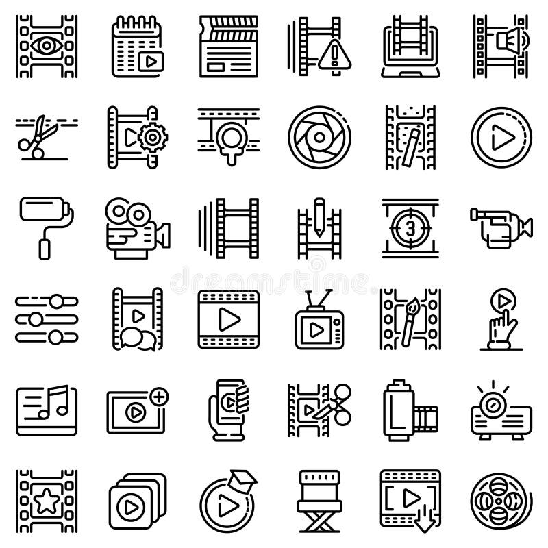 Video Editing Icons Set, Outline Style Stock Vector - Illustration of ... Video Editing Icons Set, Outline Style Stock Vector - Illustration of ...