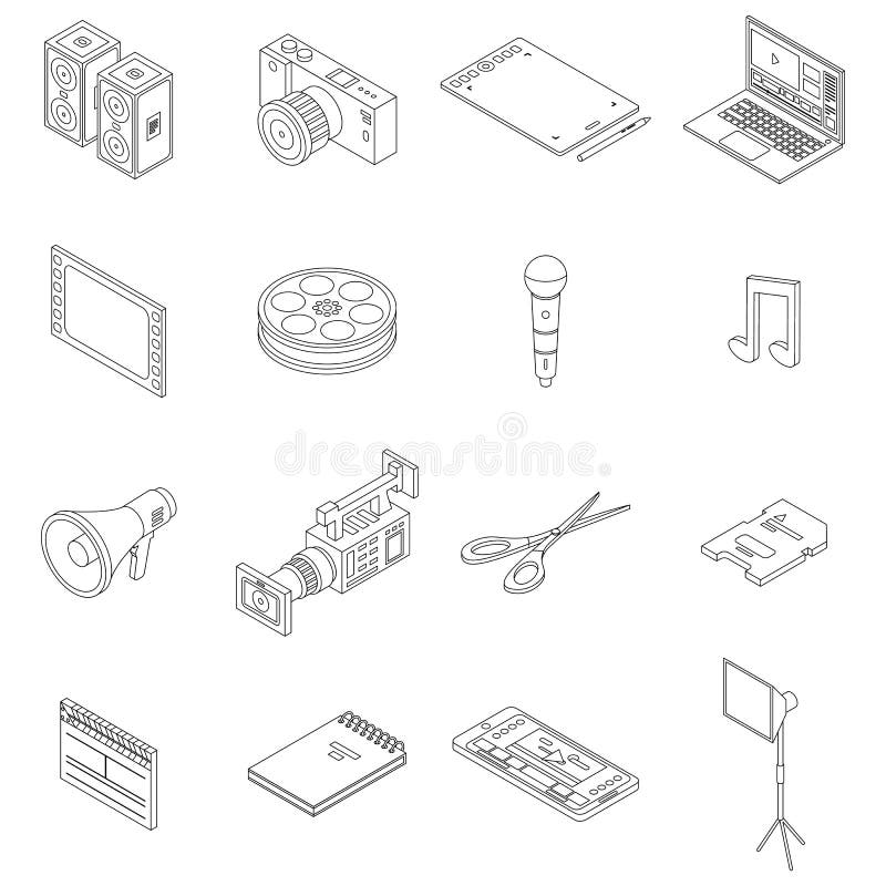 Video Editing Icons Set Vector Outline Stock Illustration ...