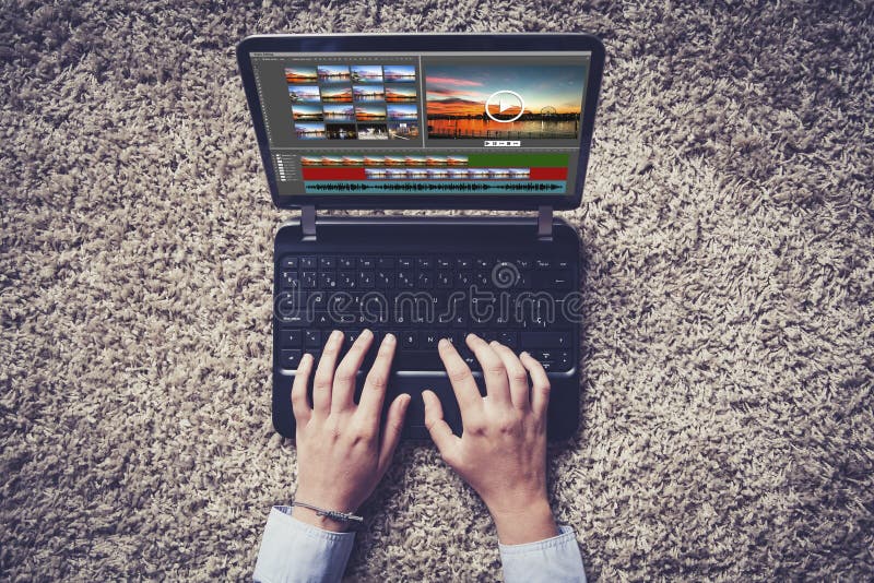 Video Editing Project in a Laptop Screen. Stock Image - Image of ...