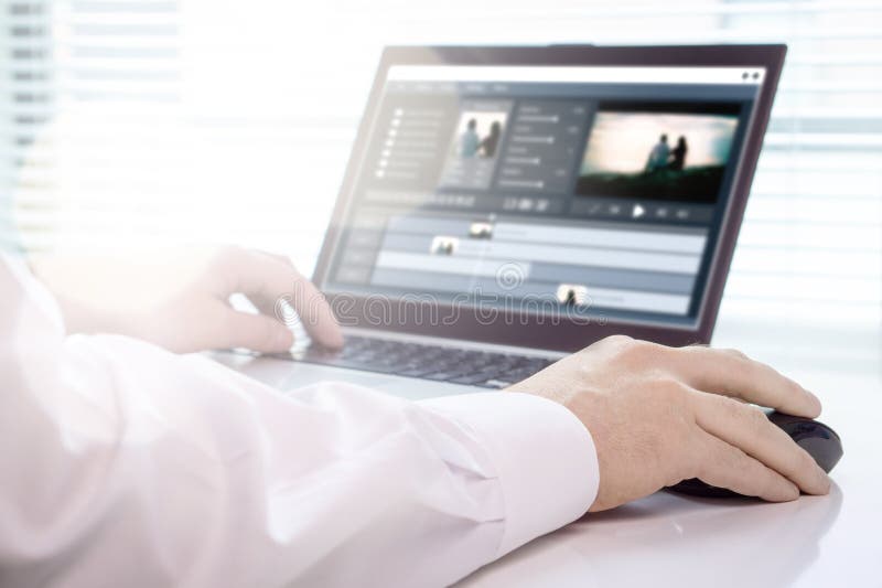 Video Editing with Laptop. Professional Editor Working. Stock Image ...