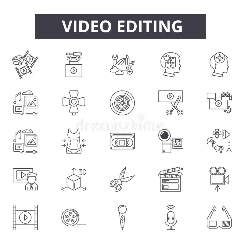 Video Editing Line Icons, Signs, Vector Set, Outline Illustration ...