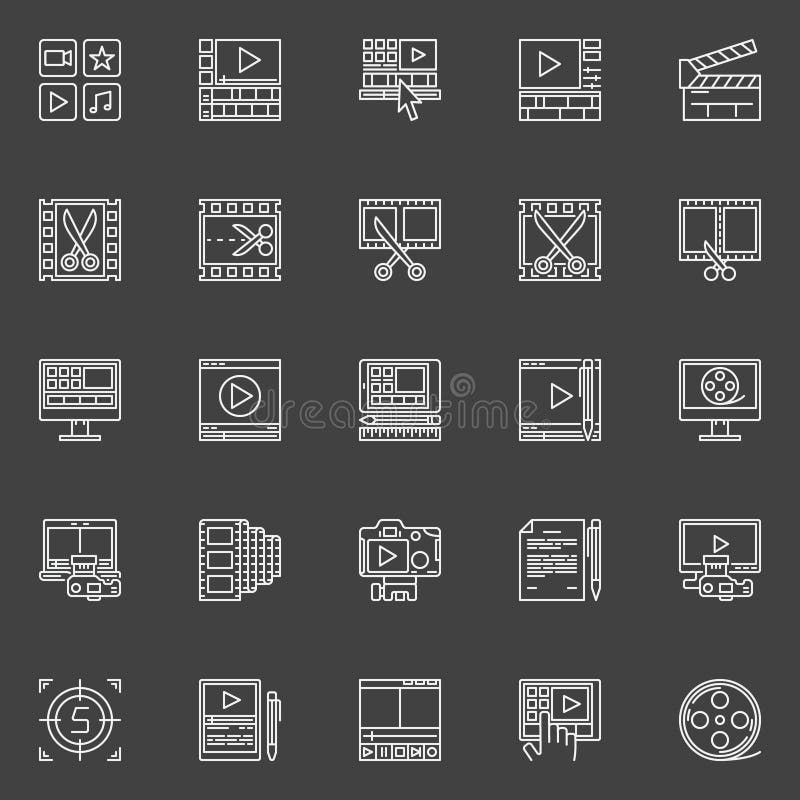 Video editing linear icons stock vector. Illustration of line - 69817709
