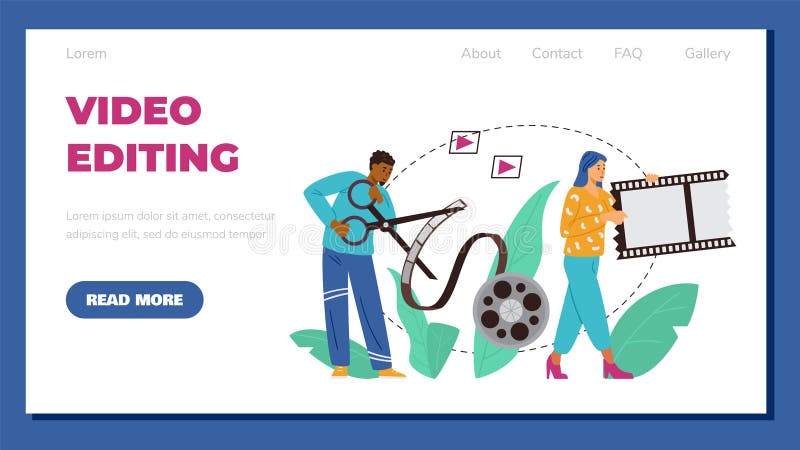 Video Editing Service or Professional Courses Website Flat Vector ...