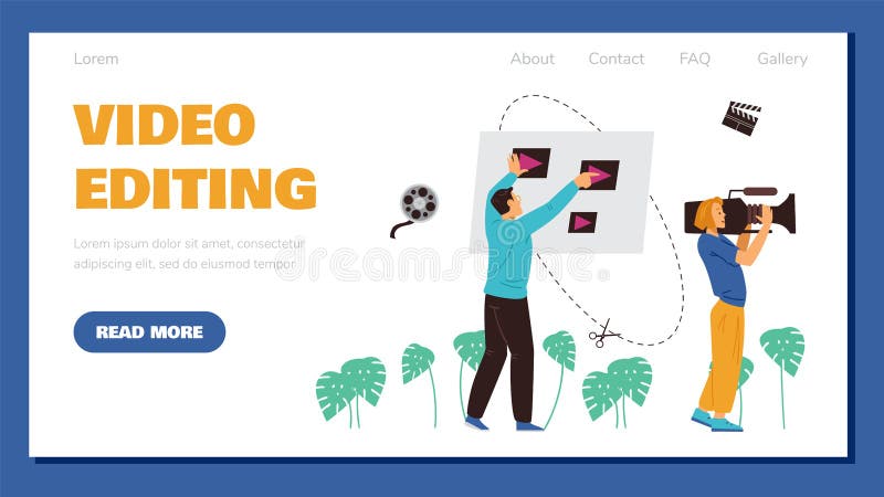 Video Editing Services Advertising Website Banner Flat Vector ...